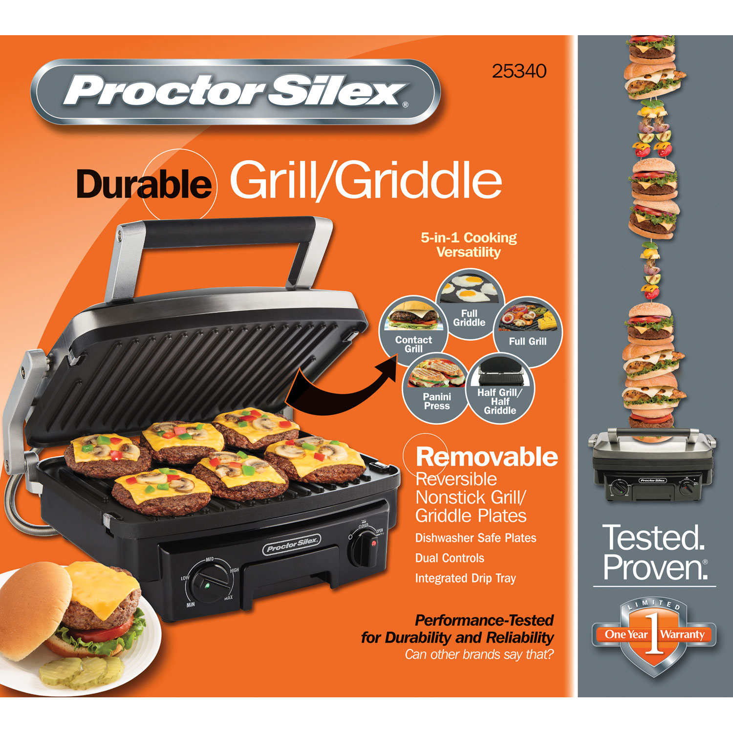 Proctor Silex 5 in 1 Indoor Countertop Grill Griddle Panini Press Proctor Silex 5 in 1 Indoor Countertop Grill Griddle Panini Press